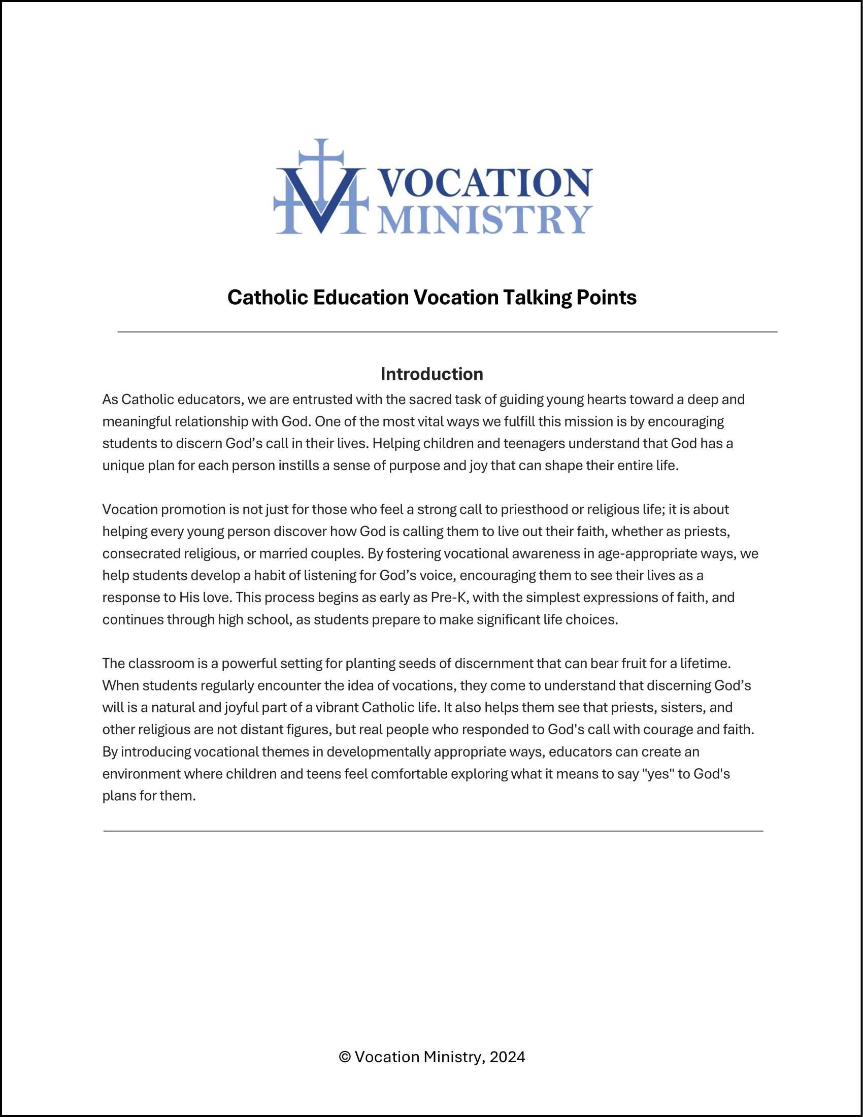 Vocations Curriculum - Vocation Ministry